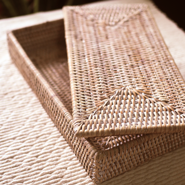 Rattan Rectangle Box with Lid – Coq and Malai